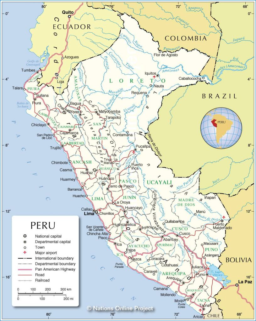 Carte du Pérou - Carte du pays en Amérique-du-Sud (villes, géographie...)