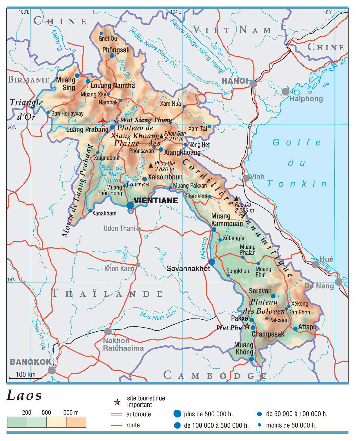 Carte du Laos - Plusieurs cartes du pays en Asie (villes, géographie...)