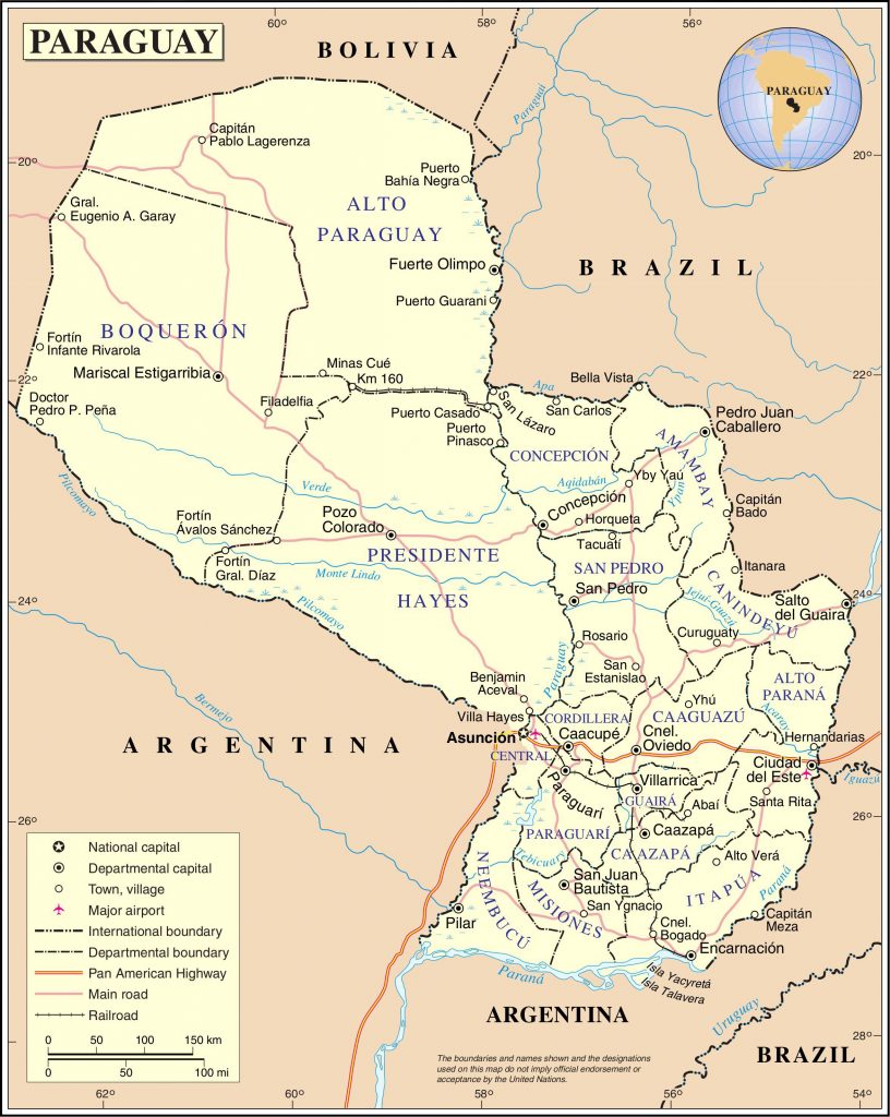 Carte du Paraguay - Plusieurs cartes du pays en Amérique du Sud