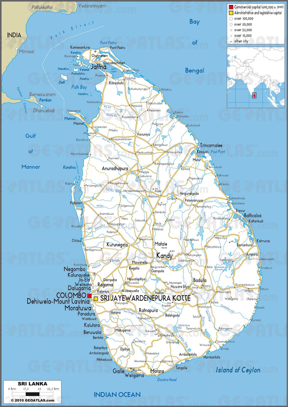 Carte du Sri Lanka - Plusieurs cartes du pays (villes, routes ...