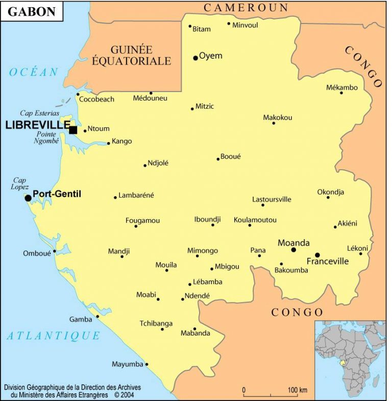 Carte du Gabon - Plusieurs carte du pays en Afrique (villes, géographie...)