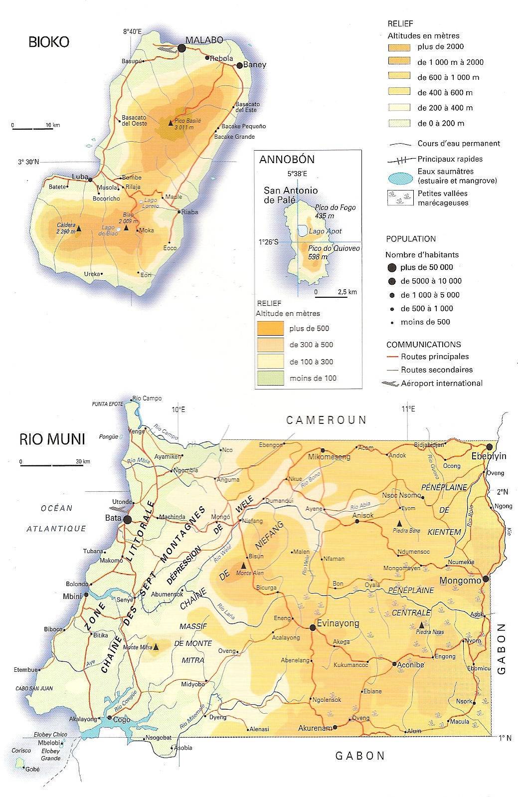 Carte de la Guinée-Equatoriale - Plusieurs cartes du pays en Afrique
