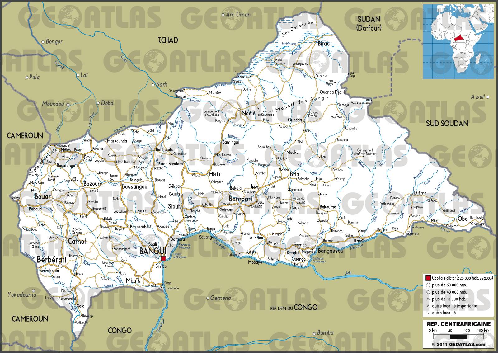 Carte de la Centrafrique - Plusieurs cartes du pays en Afrique Carte de la Centrafrique - Plusieurs cartes du pays en Afrique