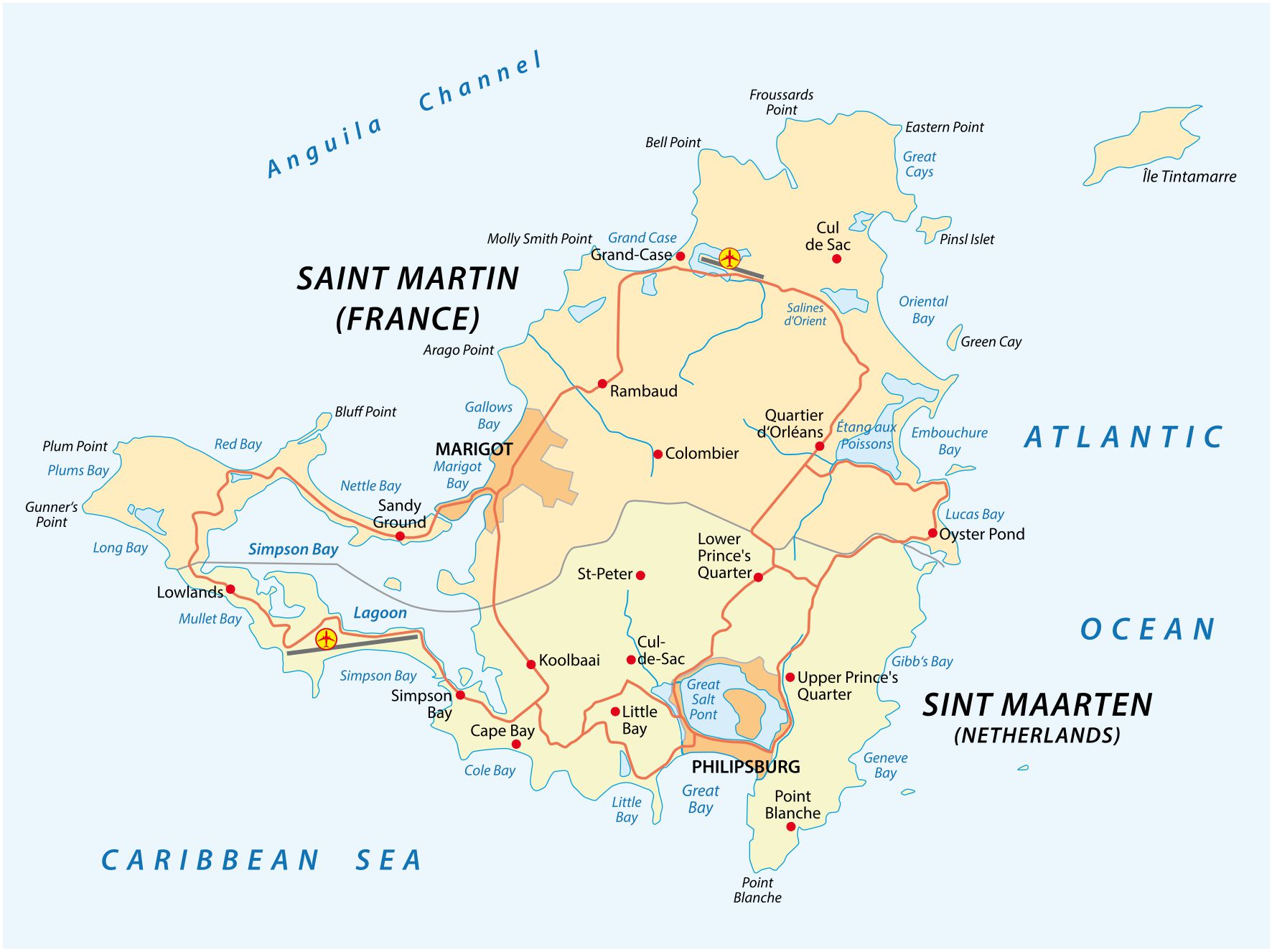 Carte De Saint Martin Plusieurs Cartes De L le Aux Antilles Carte De Saint Martin Plusieurs Cartes De L le Aux Antilles