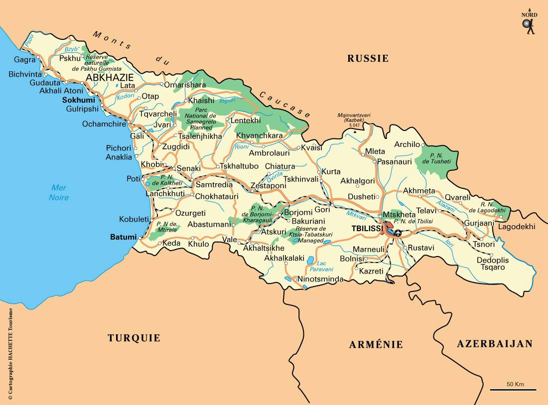 Carte de la Géorgie - Découvrir une carte du pays (villes, géographie..)