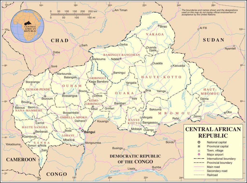 Carte de la Centrafrique - Plusieurs cartes du pays en Afrique