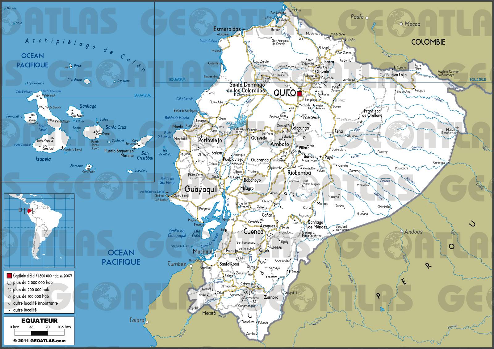 Carte de l'Equateur - Plusieurs cartes du pays d'Amérique du Sud