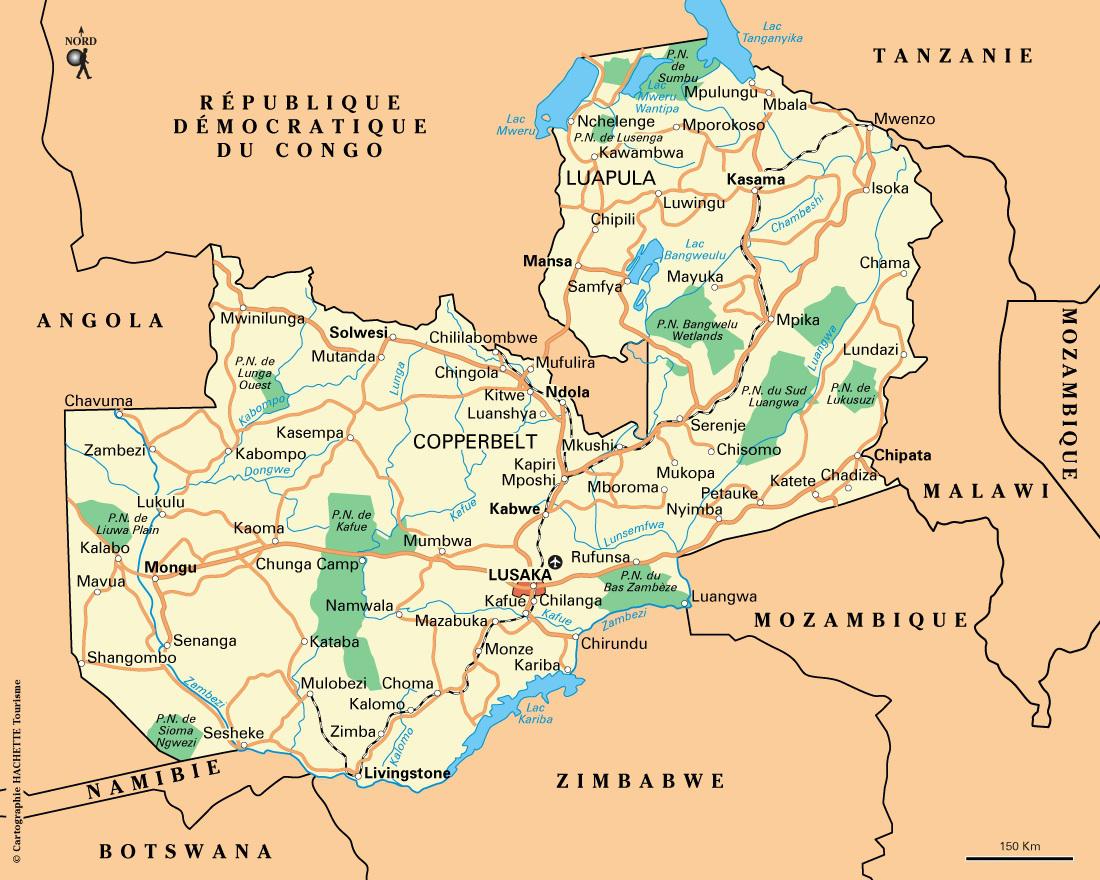 Carte de la Zambie - Plusieurs cartes du pays en Afrique