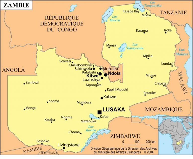 Carte de la Zambie - Plusieurs cartes du pays en Afrique