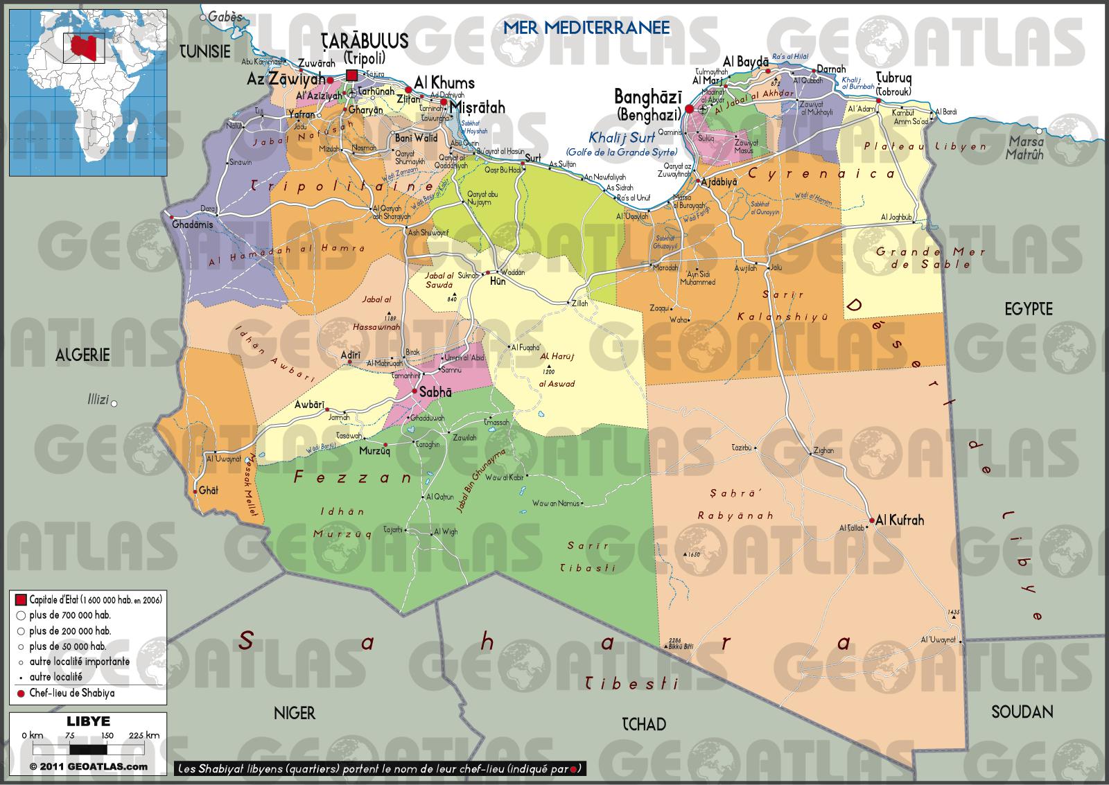 Carte de la Libye - Plusieurs cartes du pays en Afrique