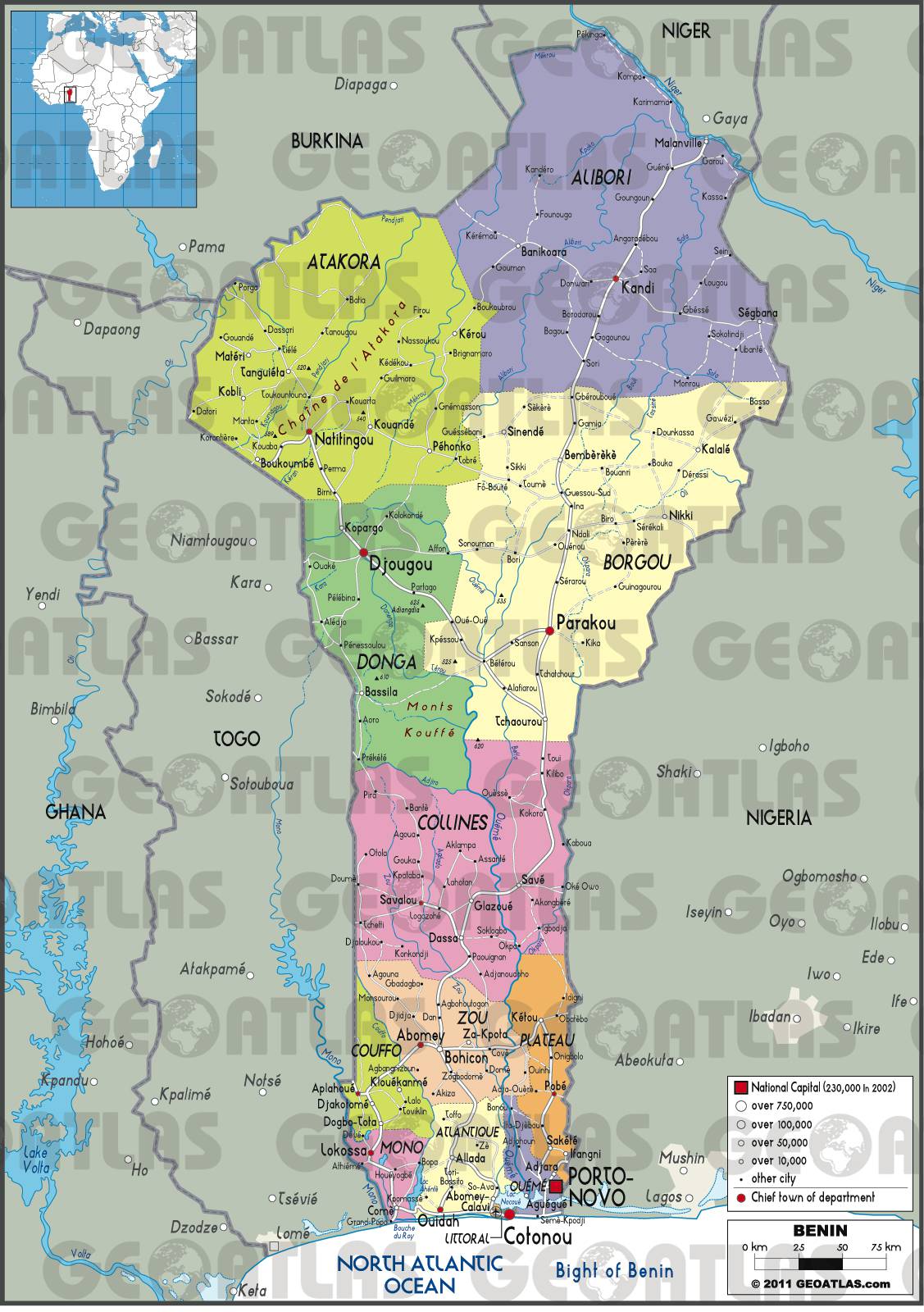 Carte du Bénin - Plusieurs cartes du pays en Afrique