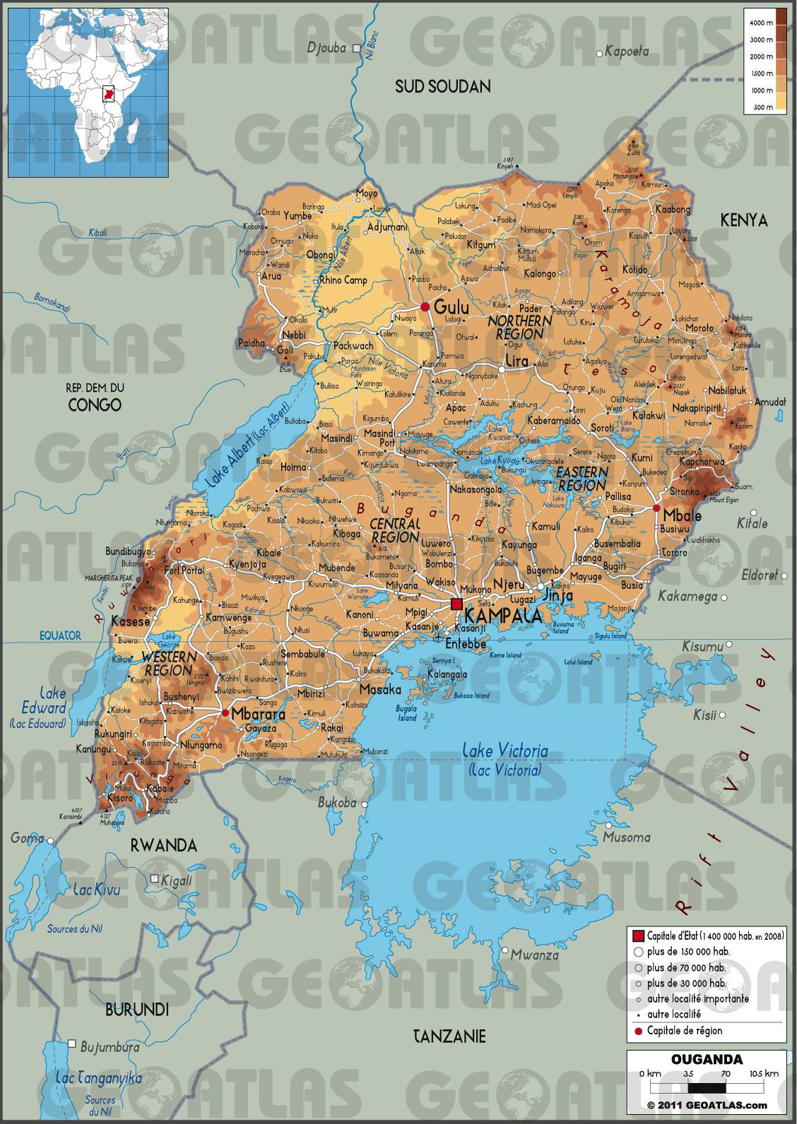 Carte de l'Ouganda - Plusieurs cartes du pays en Afrique