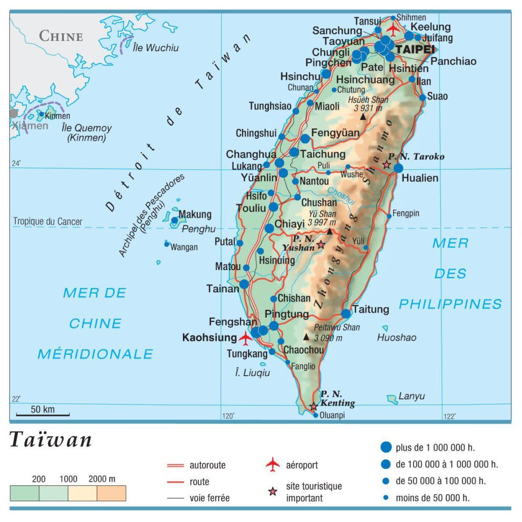 Carte de Taïwan - Plusieurs cartes du pays en Asie