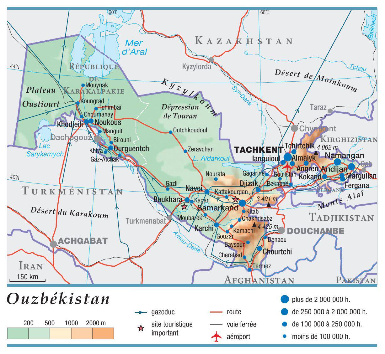 Carte de l'Ouzbékistan - Plusieurs cartes du pays en Asie