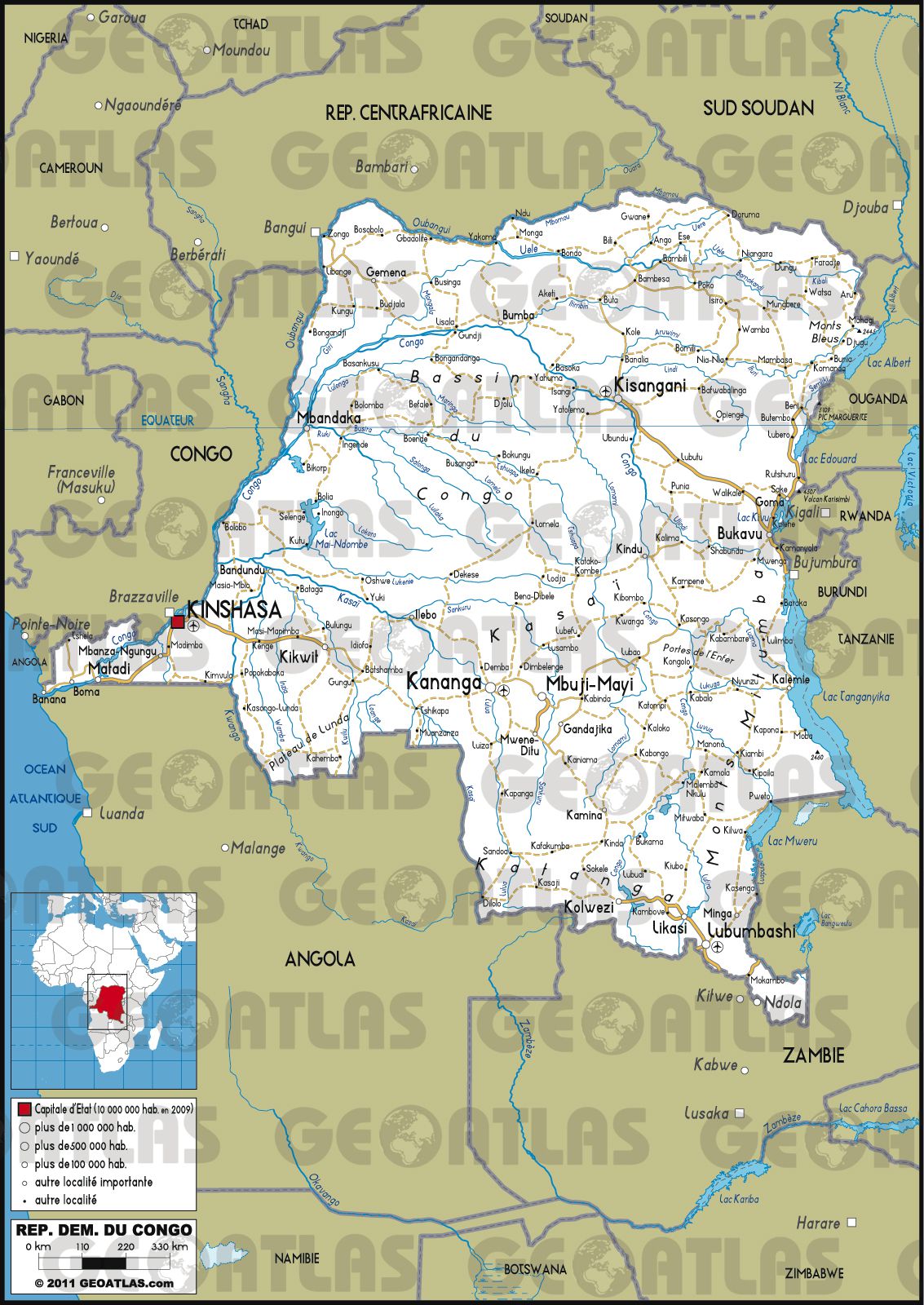 Carte de la République Démocratique du Congo - Plusieurs cartes