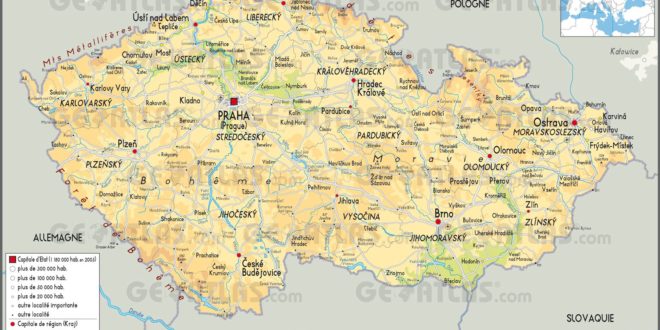 Carte de la République tchèque - Plusieurs cartes du pays en Europe