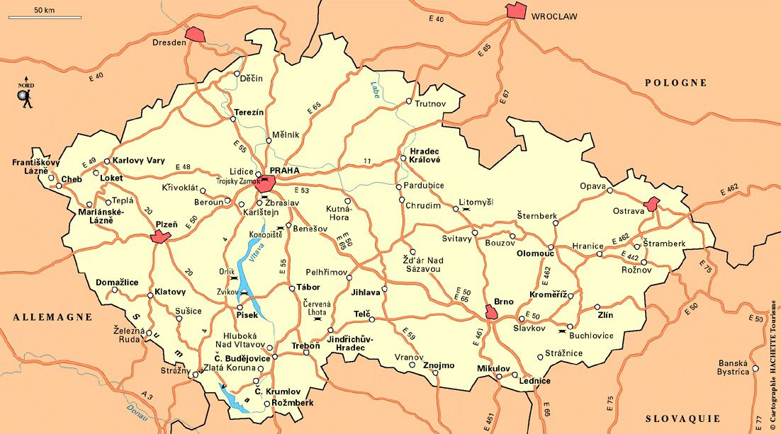 Carte de la République tchèque - Plusieurs cartes du pays en Europe