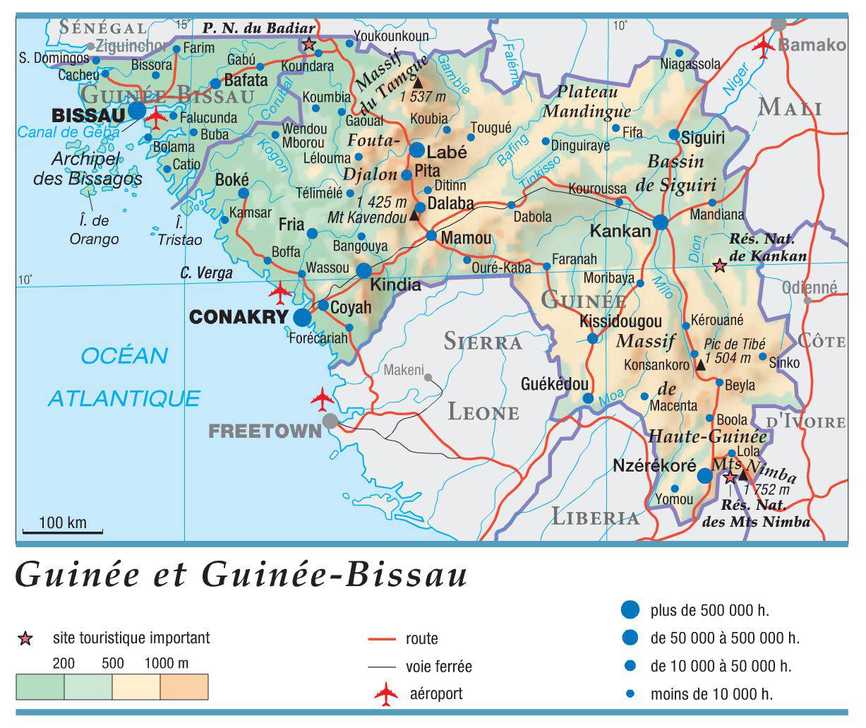 Carte de la Guinée - Plusieurs cartes du pays en Afrique Carte de la Guinée - Plusieurs cartes du pays en Afrique