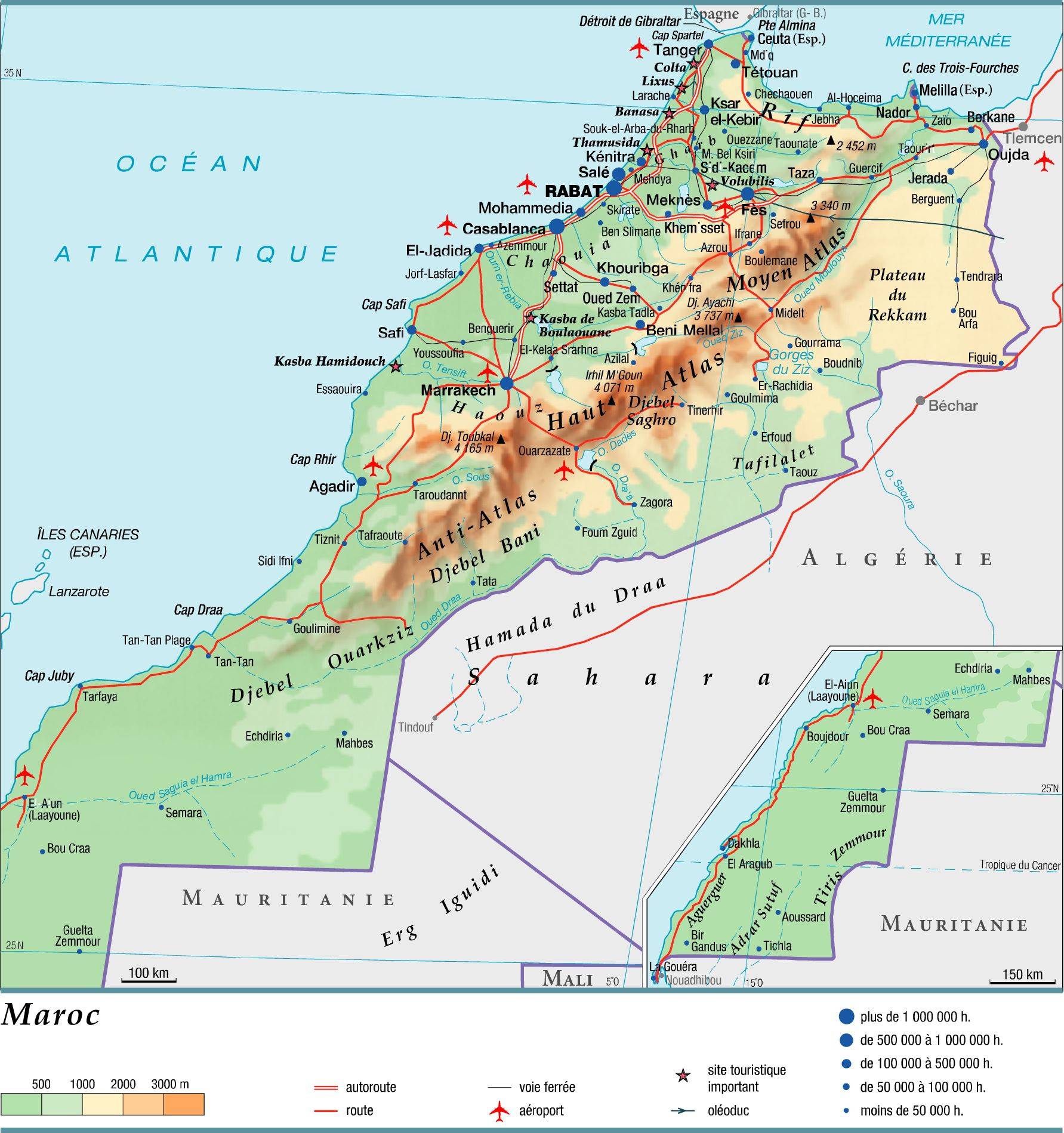 Carte du Sahara Occidental - Plusieurs cartes du pays en Afrique