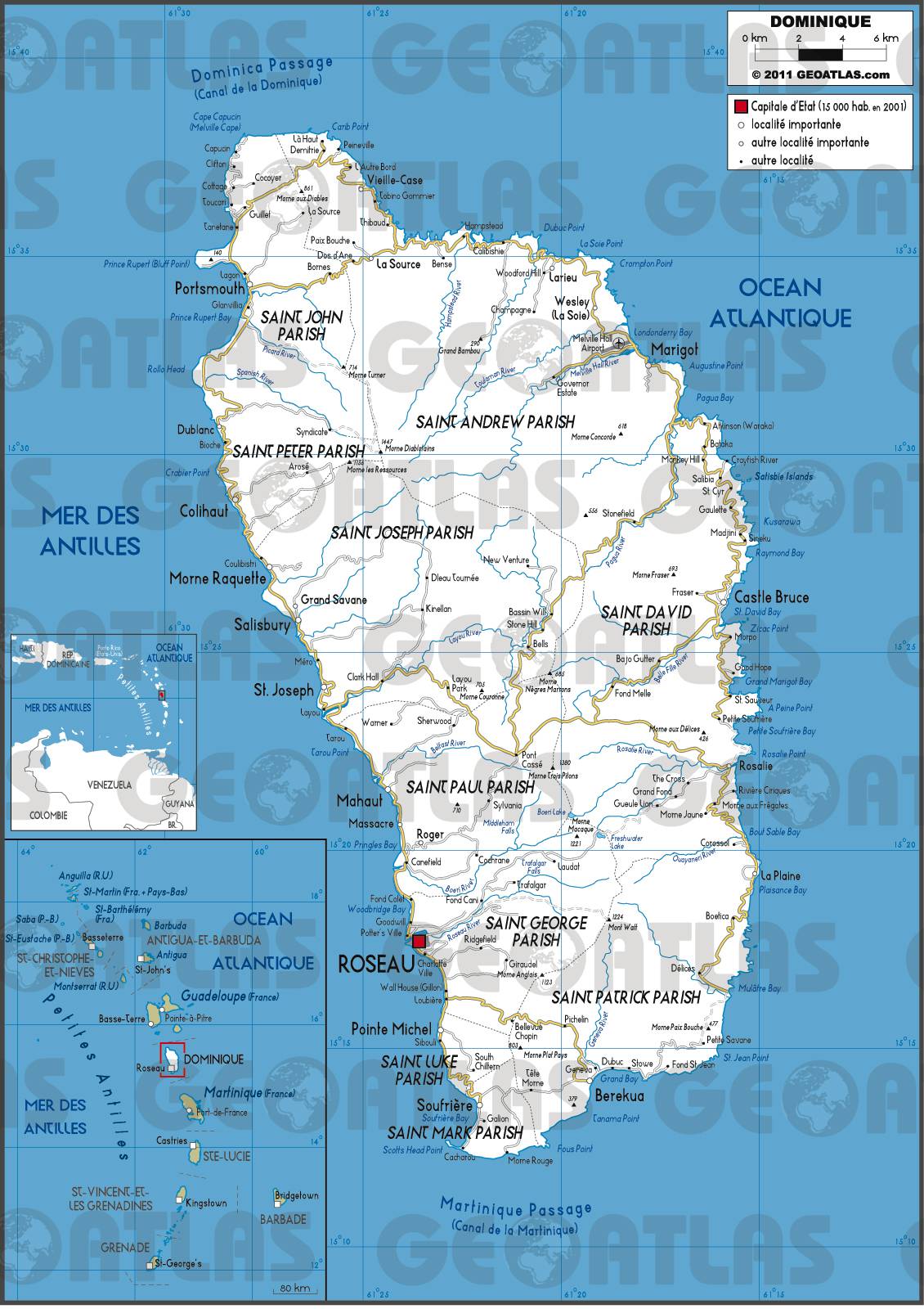 Carte de la Dominique - Plusieurs cartes du pays en Amérique