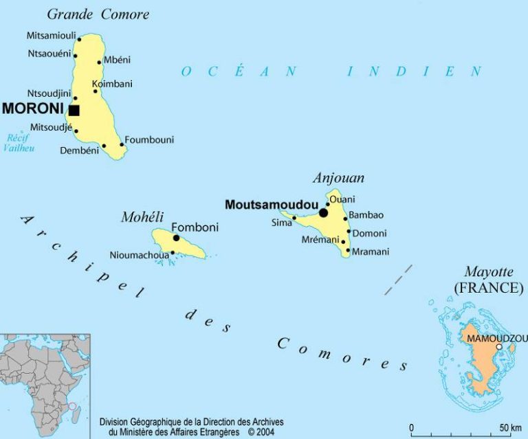 Carte des Comores - Plusieurs cartes du pays en Afrique