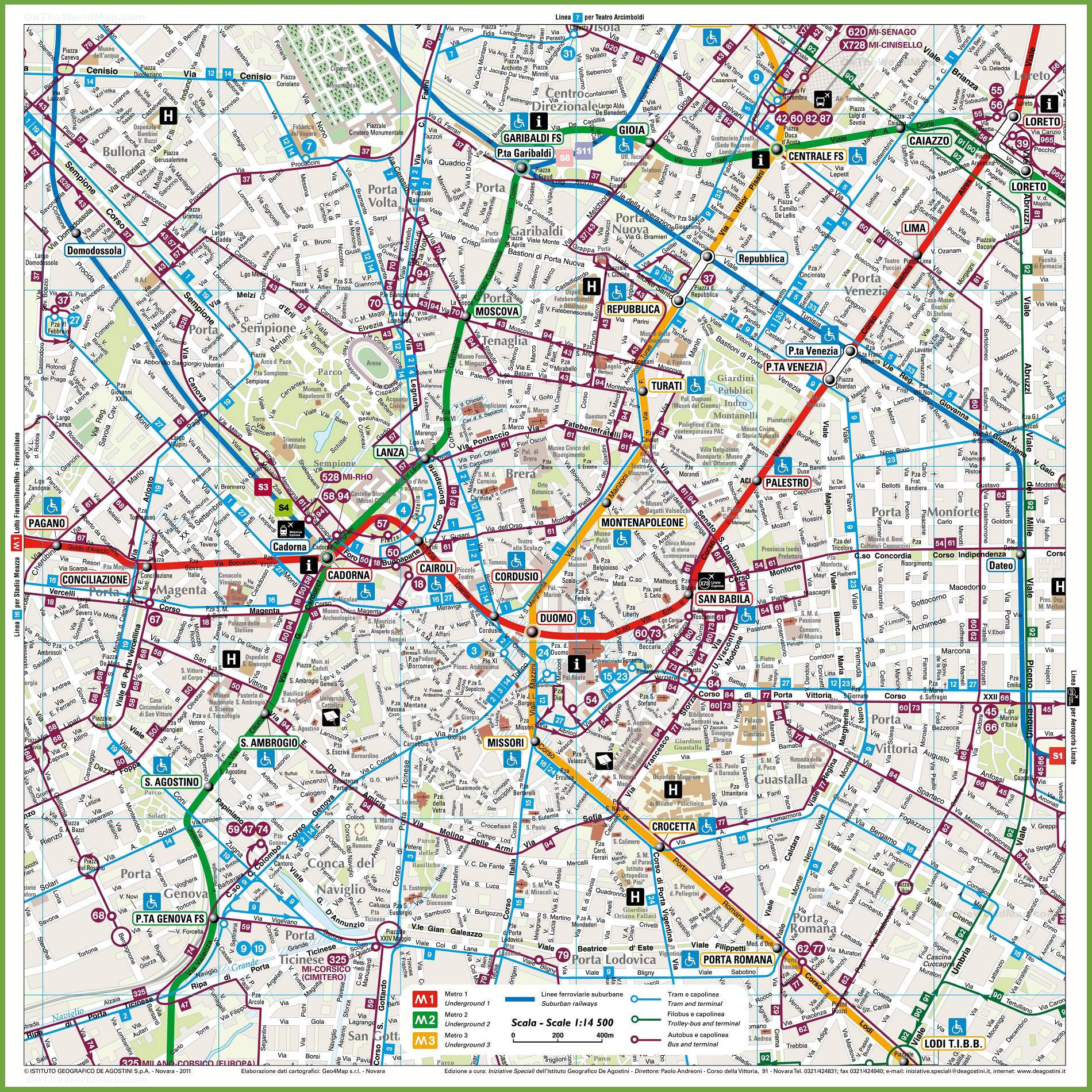 Carte de Milan en Italie - Plusieurs cartes de la ville en Lombardie