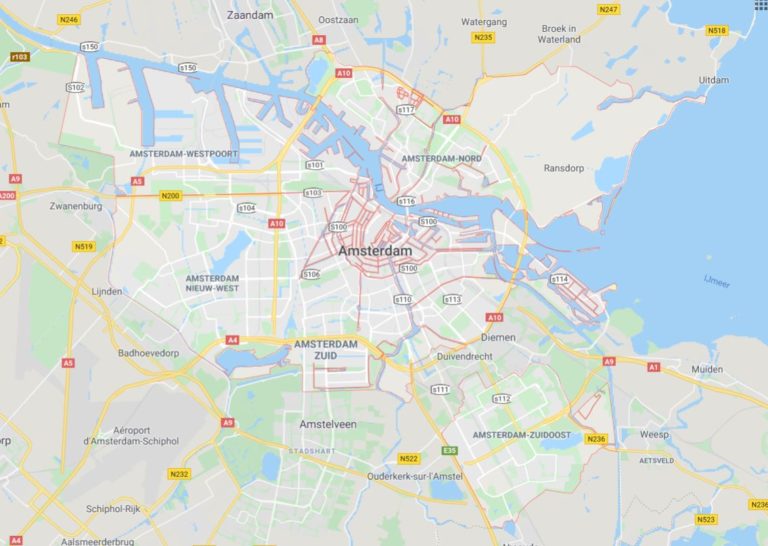 Carte d'Amsterdam aux Pays-Bas - Plusieurs cartes de la ville