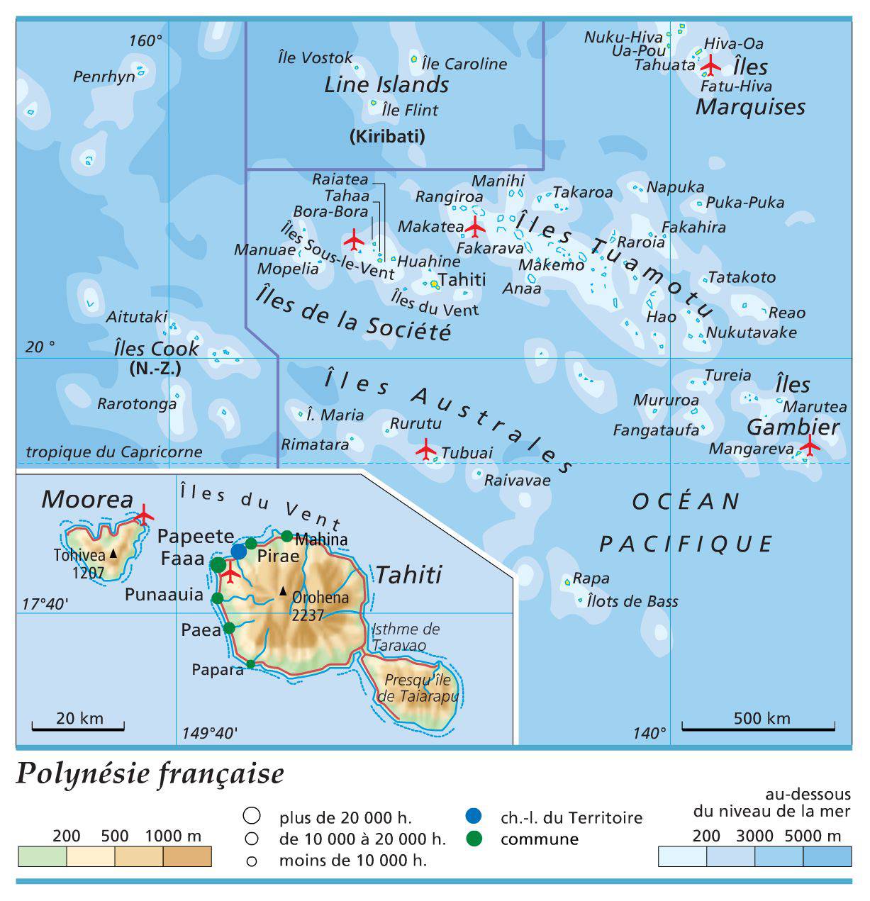Carte de la Polynésie Française - Plusieurs cartes îles