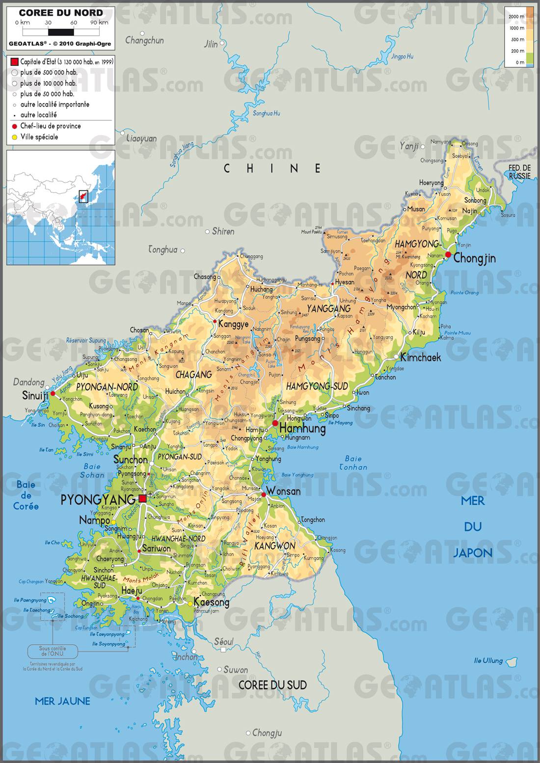 Carte de la Corée du Nord - Plusieurs cartes du pays en Asie Carte de la Corée du Nord - Plusieurs cartes du pays en Asie