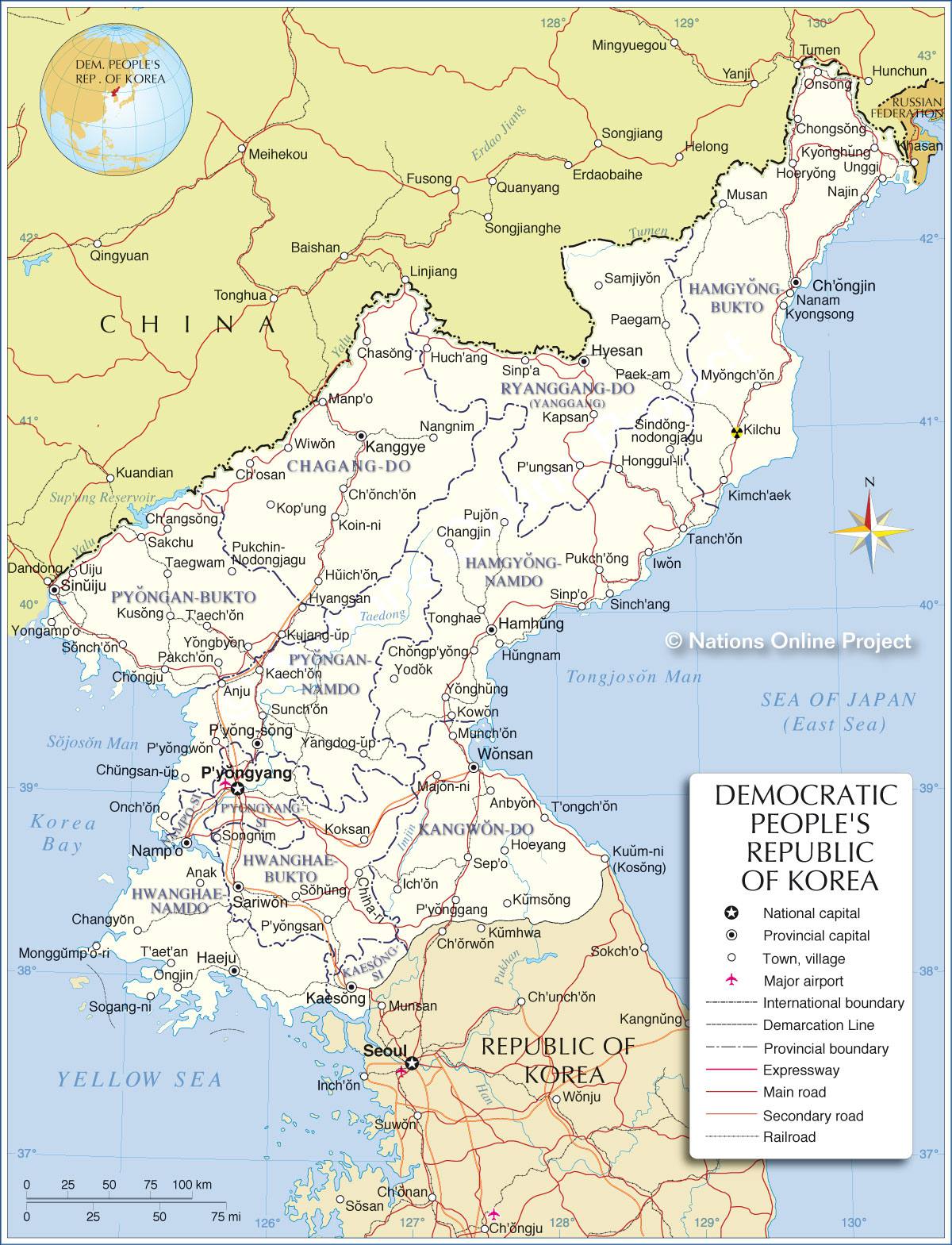 Carte de la Corée du Nord - Plusieurs cartes du pays en Asie Carte de la Corée du Nord - Plusieurs cartes du pays en Asie