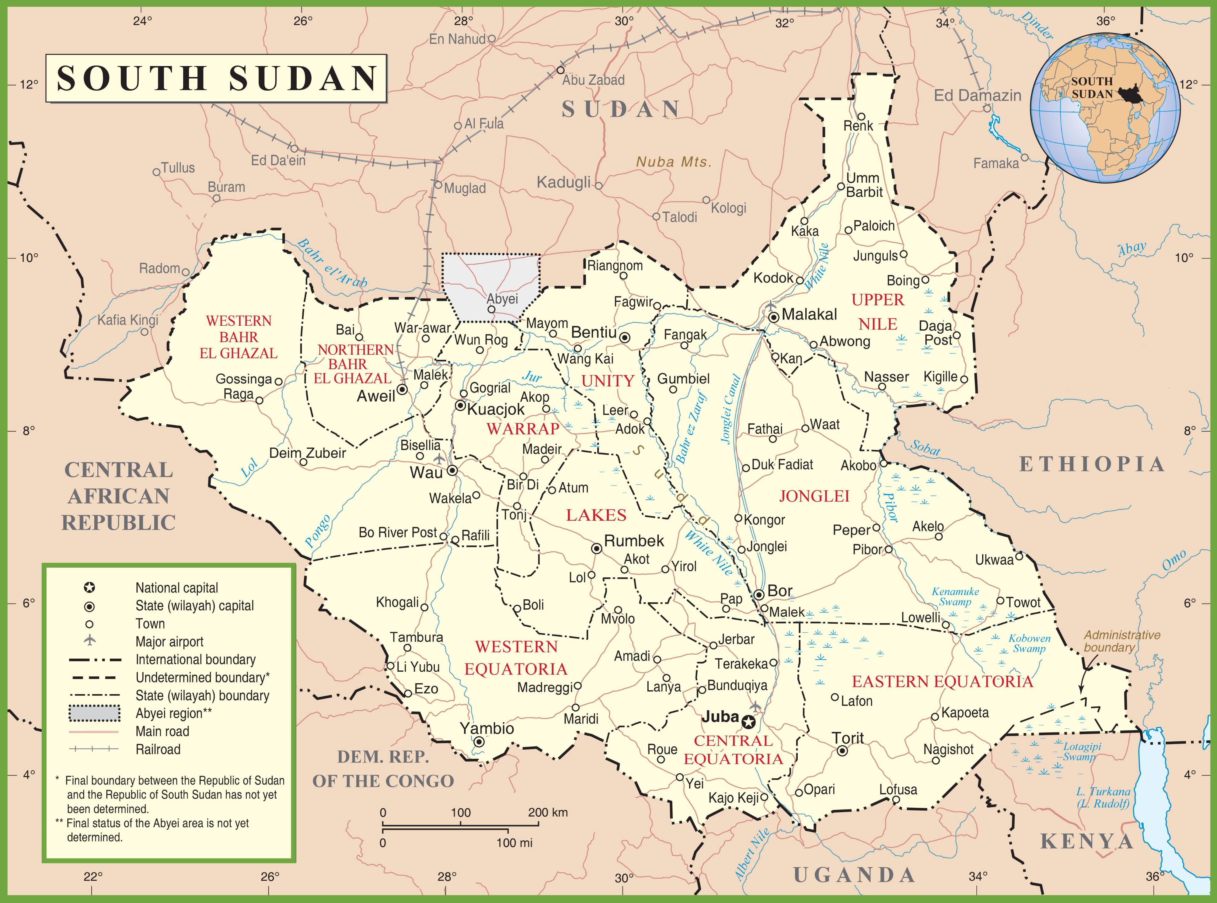 Carte du Soudan du Sud - Plusieurs cartes du pays en Afrique Carte du Soudan du Sud - Plusieurs cartes du pays en Afrique