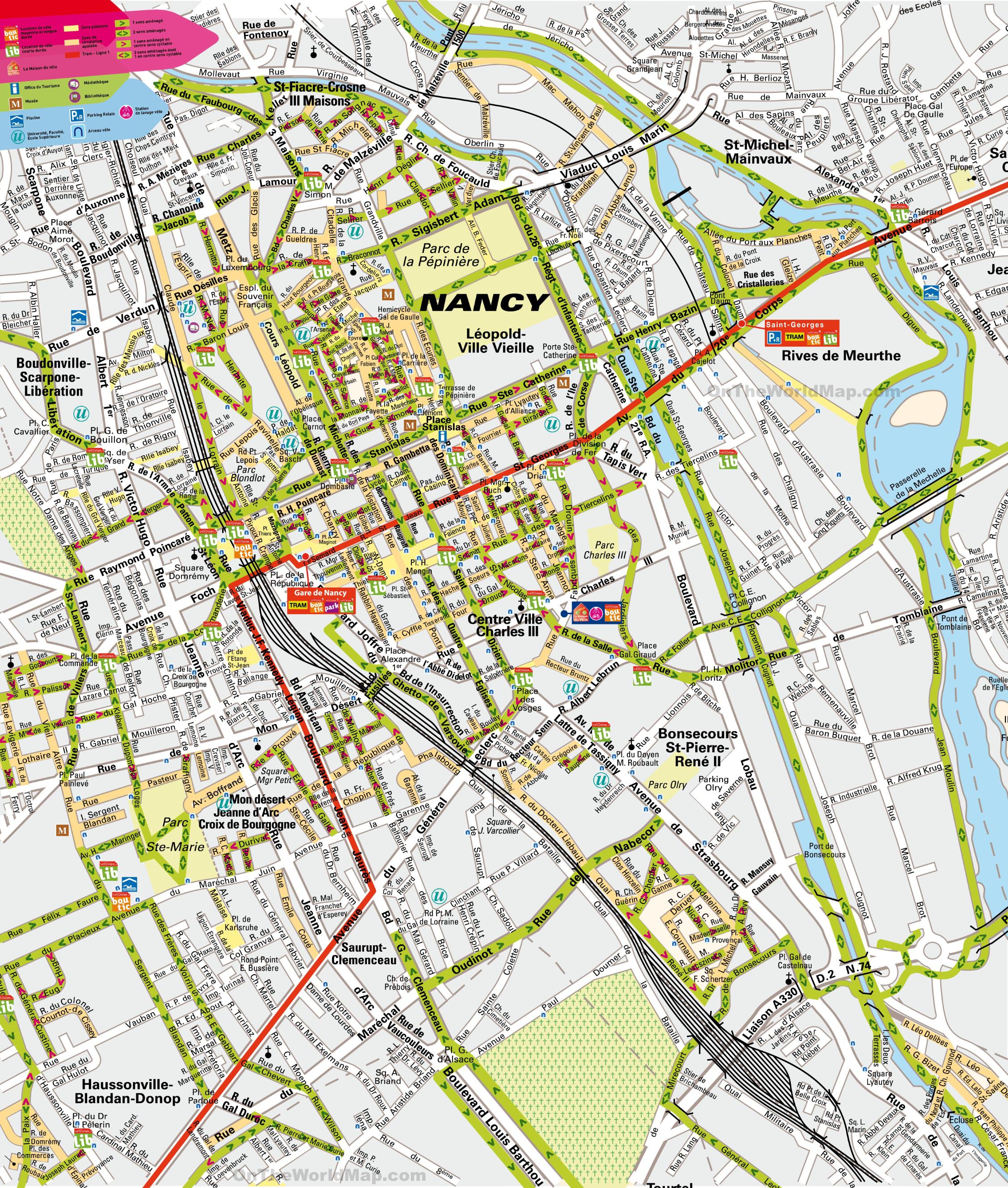 Plan Nancy carte ville Nancy - Girda