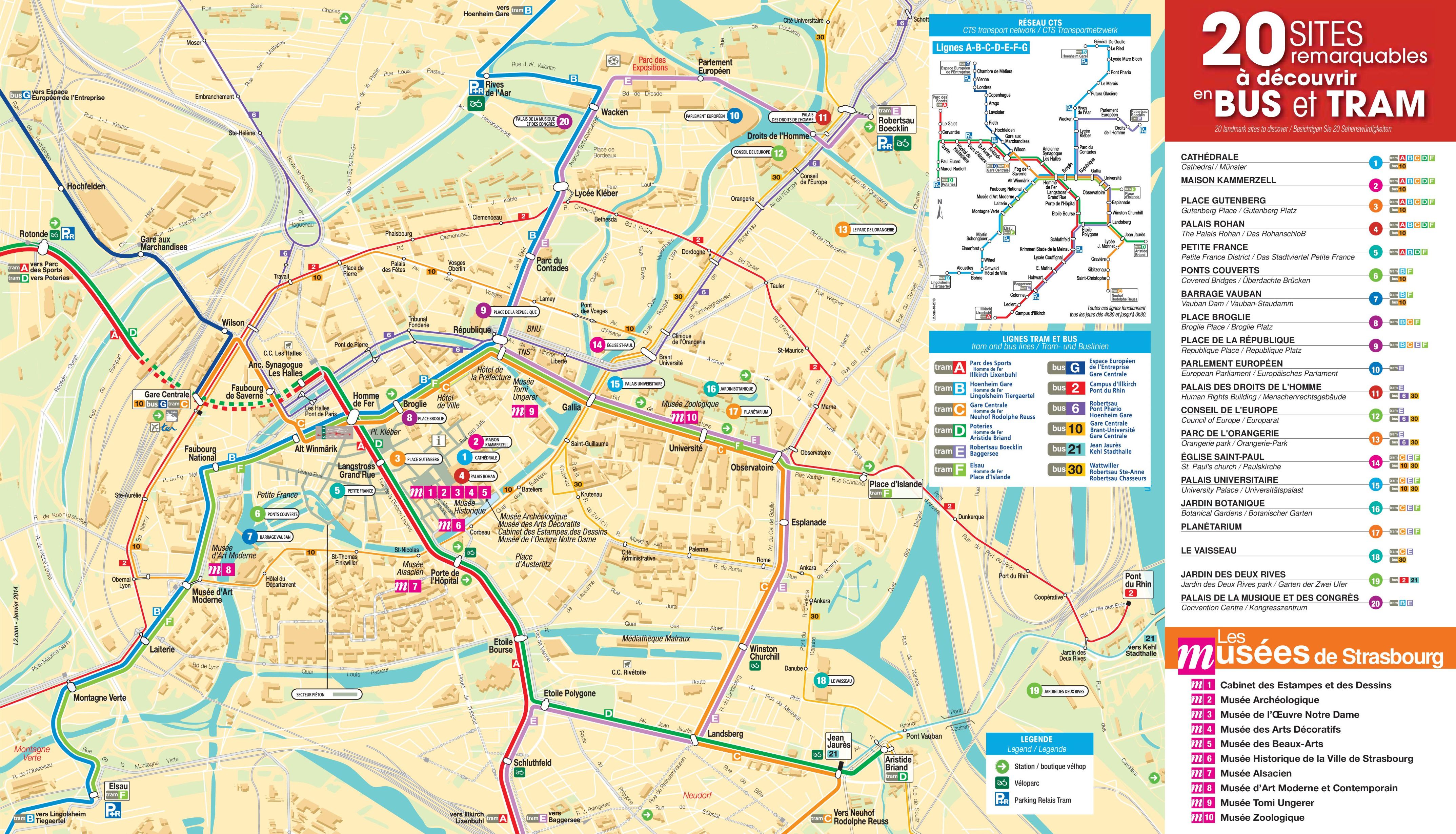 Carte de Strasbourg - Plusieurs cartes de la ville dans le Bas-Rhin