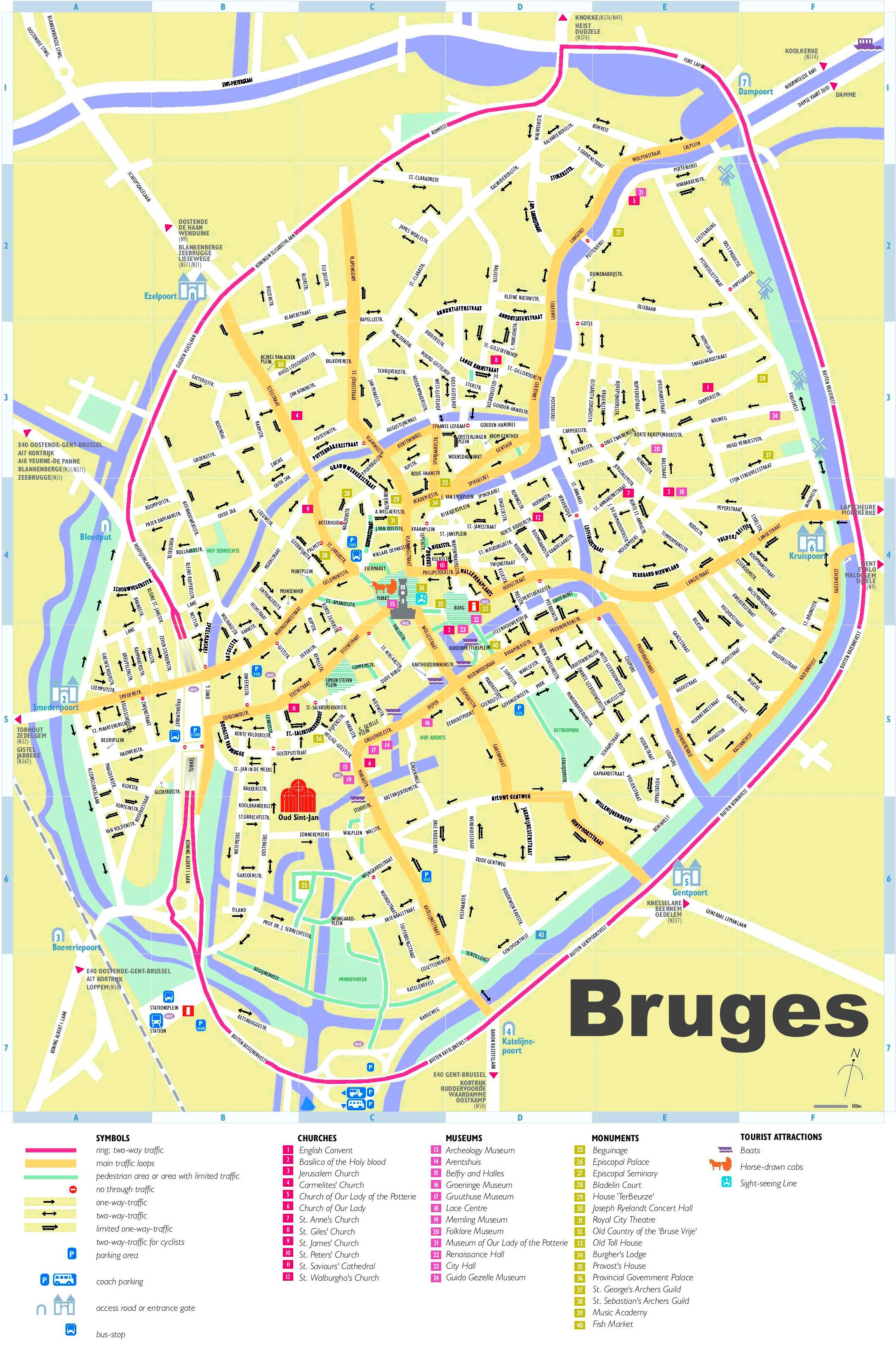 Carte de Bruges - Plusieurs cartes de la villes en Belgique