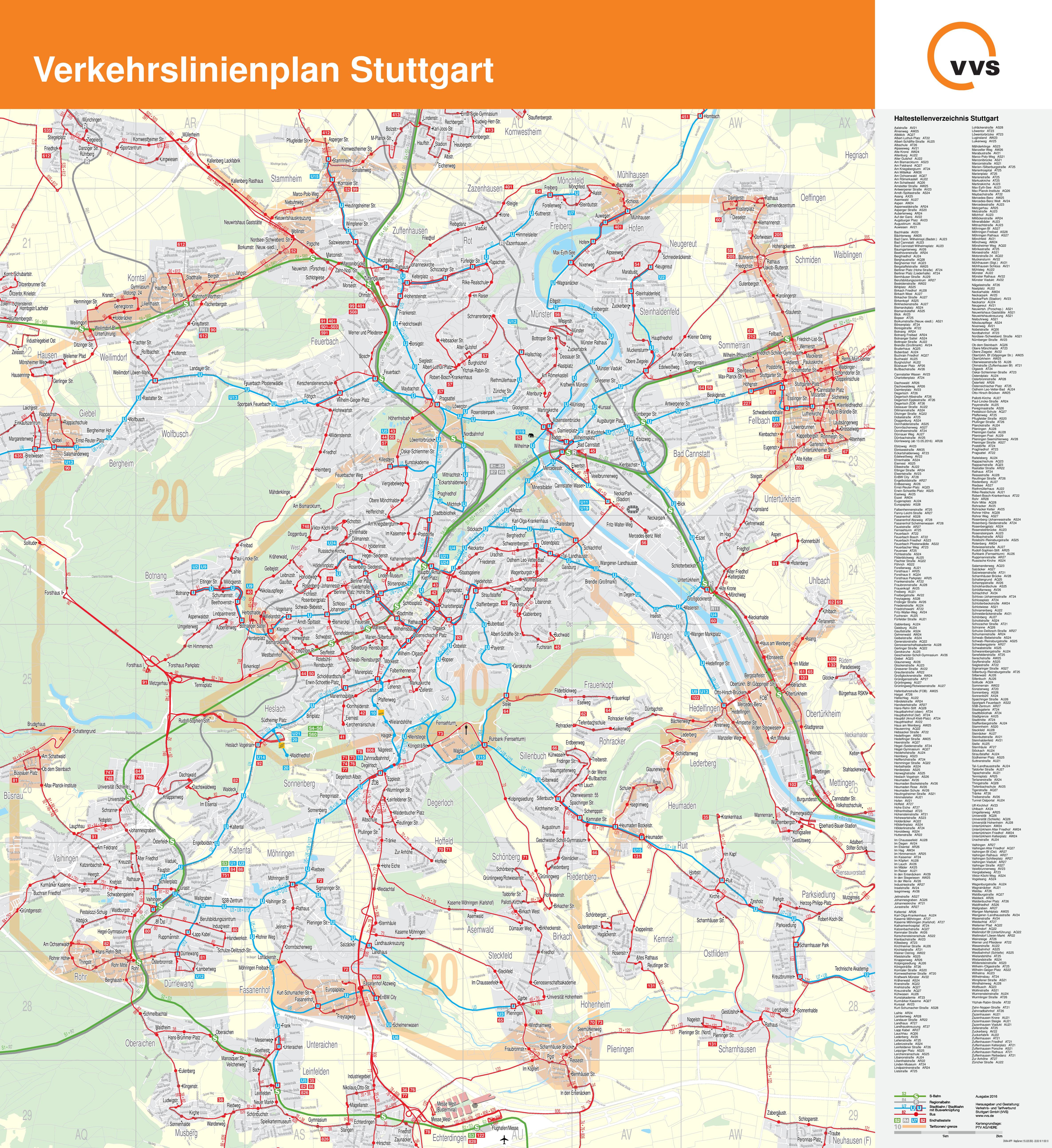 Carte de Stuttgart - Plusieurs cartes de la villes en Allemagne