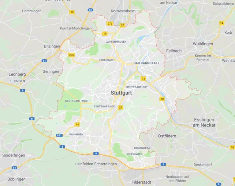 Carte de Stuttgart - Plusieurs cartes de la villes en Allemagne