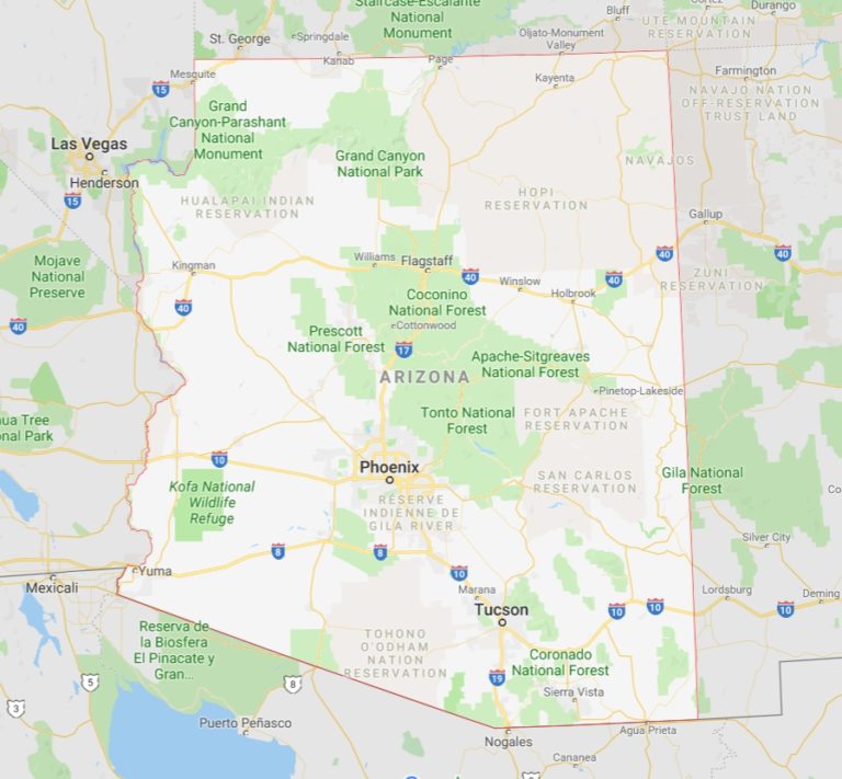 Carte de l'Arizona - Plusieurs cartes de l'état aux Etats-Unis