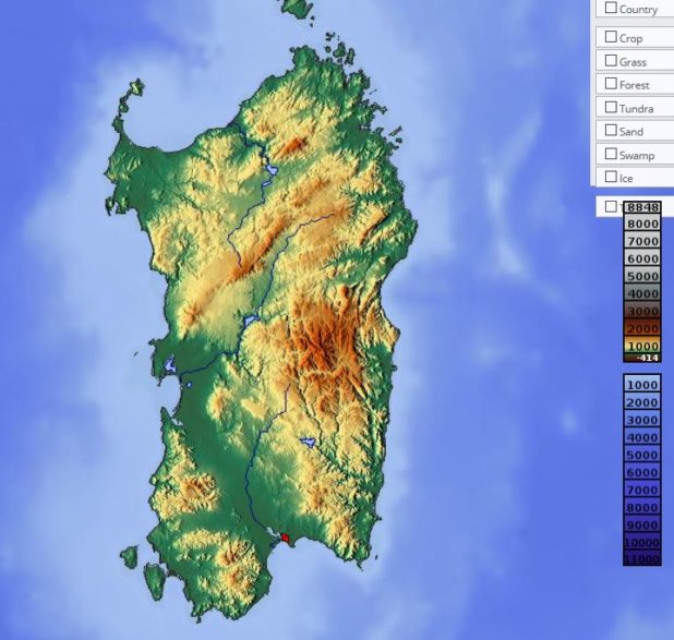 Carte de la Sardaigne - Une des plus belles îles en Italie